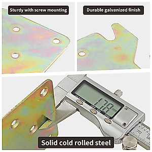 Suiwotin 4 Sets Bed Rail Hook Plates, Heavy Duty Bed Rail Fitting Bracket with Mounting Screws, Universal Wood Bed Rail Hooks Hardware for Bed Frames, Headboards, Foot-Boards (Galvanized Brass)