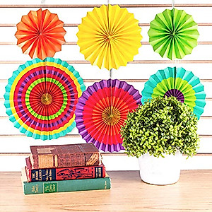 Super Z Outlet 12 Paper Fan Mexican Fiesta/Cinco De Mayo /Carnival/ Taco Tuesday Kids Party Hanging Decoration Supplies