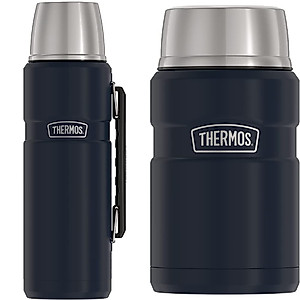 THERMOS Stainless King 40 Ounce Vacuum-Insulated Beverage Bottle + 24 Ounce Vacuum-Insulated Food Jar, Midnight Blue