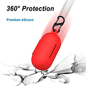 Nimon Silicone Case for OnePlus Buds Z, Soft and Flexible, Scratch/Shock Resistant Silicone Cover for OnePlus Buds Z Headphones (Red)