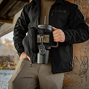 Iron Infidel Tactical Tumbler with Straw Lid - 40oz Insulated Tumbler for Men & Women that Fits Car Cup Holder with Rugged Sleeve to Store Keys, Wallet & Phone - Stealth Black