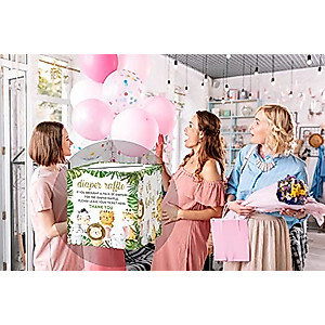 Diaper Raffle Tickets and Advice Cards For Baby Shower - 1 Card Collection Box & 50 Tickets, Jungle Animal Baby Shower Card Box, Party FavorsDecorationsSupplies, Game Kit, 8" Card Box -006BOX