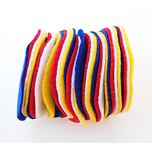 Playfully Ever After Blue, Red, White & Yellow Craft Felt Circles (3 Inch - 30pc)