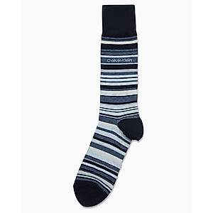 Calvin Klein Men's Socks - Luxury and Egyptian Cotton Blend Dress Socks (1 Pair), Size 7-12, Navy Stripes