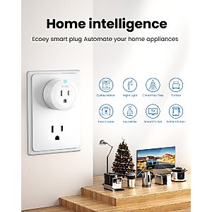 Ecoey Smart Plug - Smart Home Wi-Fi Outlet with Timing and Appointment Function, Smart Plugs with Voice Control, Familywell Pro/Tuya APP, ETL Listed, GW2001, 6 Packs