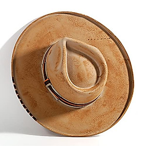 Vintage Wide Brim Distressed Pencil Brim Fedoras Panama Hat Classic Rancher for Men Women Wide Brim Roll with Lightning Logo