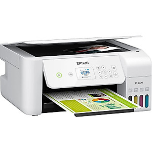 Epson EcoTank ET-2720 All-in-One Wireless Color Inkjet Supertank Printer for Office, White - Print Scan Copy - 5760 x 1440 dpi, Voice Activated, 10.5 ppm, 1.44" LCD, Borderless Print, Ethernet, WiFi
