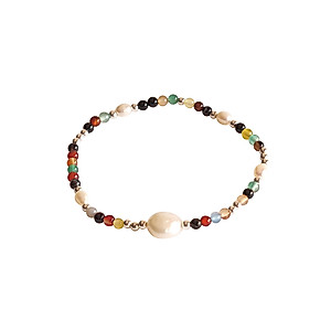 Handmade 925 Sterling Silver, Pearls and Multi Color Glass Beads Stretch Bracelet for women, Length 6.75 inches / 17CM, Dainty Beaded Bracelet Boho Jewelry, By MiYa Jewelry Creations