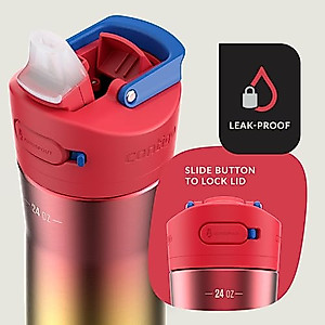 Contigo Ashland Chill Stainless Steel Water Bottle with Leakproof Lid & Straw, Water Bottle with Handle Keeps Drinks Cold for 24hrs & Hot for 6hrs, Great for Travel, School, Work, & More, 24oz