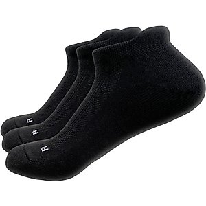 SOL3 Mens All-Day Cushion Socks (Pack of 3) - No Show Athletic Running Low Cut Ankle Socks (Size 9-11, Black)