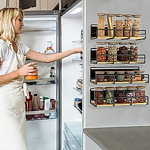 Buzulagi Magnetic Spice Rack For Refrigerator, Kitchen Organization,Home Organization and Storage, For Refrigerators, Washing Machines, Microwaves and Other Metal Surfaces, Black (4 Pack)