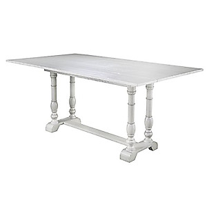 Convertible Dining Table - Expandable Wood Top Seats 2 to 6 - Double Pedestal Base