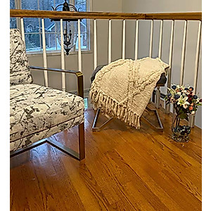 LR Home Soft Luxury Handmade Boho Farmhouse Diamond Throw Blanket with Fringe, 50" x 60", Natural