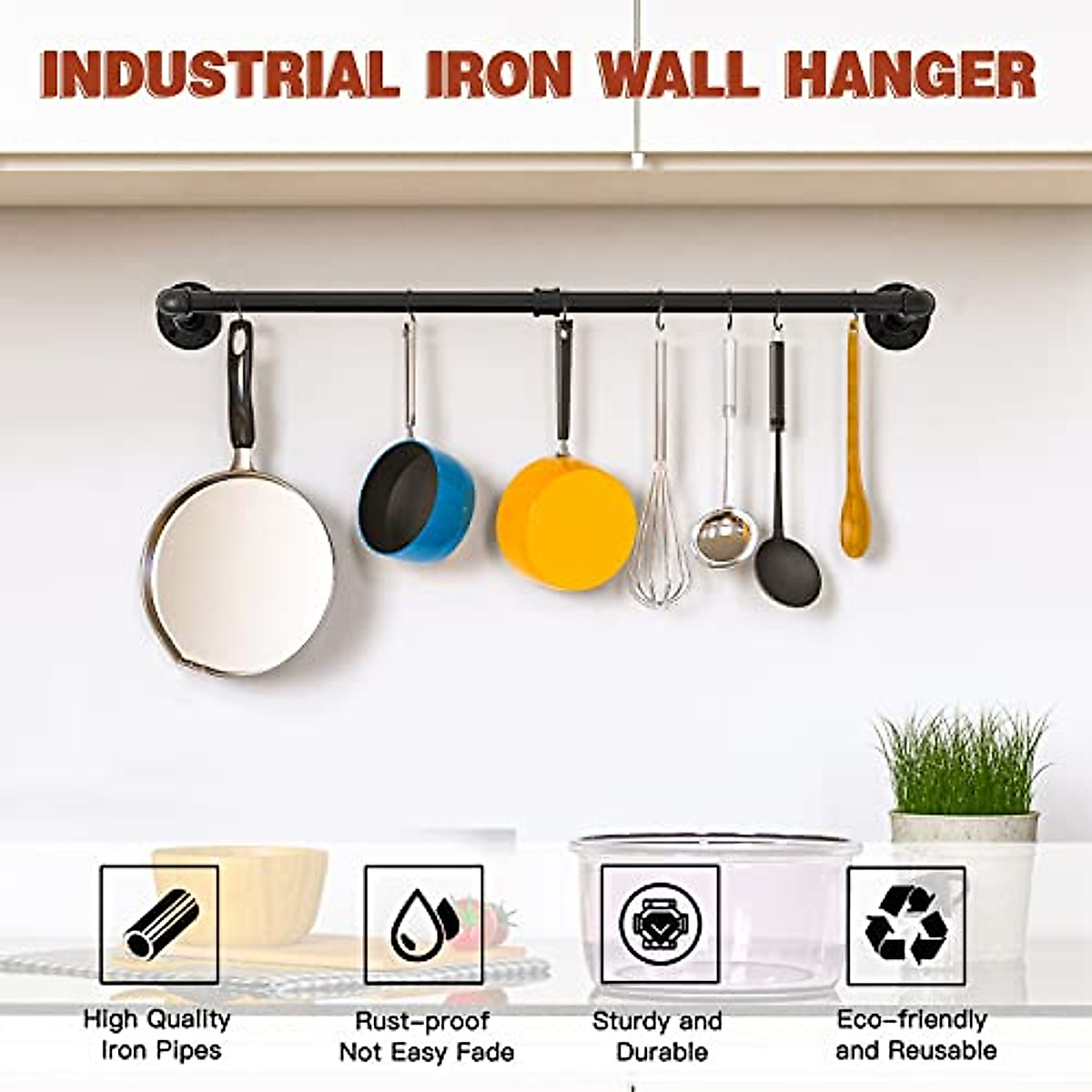 Varsoul Wall Mounted Clothes Rack - 48" Clothing Garment Rack, Space-Saving Heavy Duty Detachable Iron Clothes Hanger Pole, Multi-Purpose Hanging Rod for Closet Storage