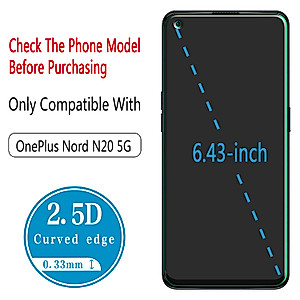 HPTech (2 Pack) Designed For OnePlus Nord N20 5G Tempered Glass Screen Protector, 9H Hardness, Anti Scratch, Bubble Free, Case Friendly