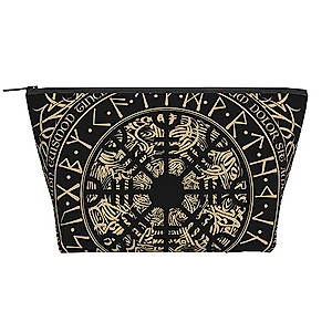 Women's Lightweight Makeup Bag Pouch Compatible with Cool Norse Viking Vegvisir Runic Compass, Funny Travel Cosmetic Bag Portable Pencil Bag with Zip for Office College Christmas Gift