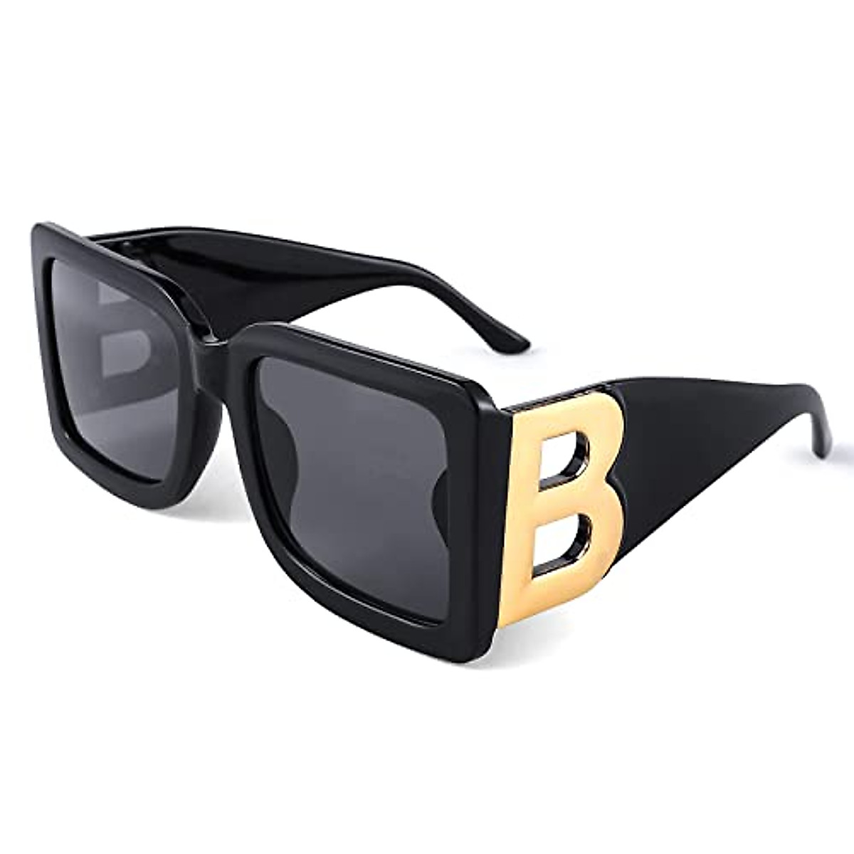 Bouryo Fashion Big Square Sunglasses for Women Men Trendy Black Thick Frame Luxury Designer Oversized Sun Glasses