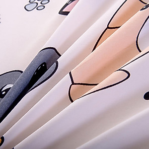 Generic WFFFa 3PC Dogs Printed Bed Sheet Set for Kids,Soft Breathable Fabric Flat Sheet Deep Pocket Fitted Sheet and Pillow Cases Set (Cream, Twin)