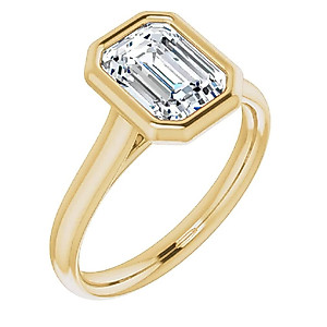 2 CT Emerald Cut Engagement Rings for Women Engagement Gifts for Women Handmade Gifts Anniversary Wedding Ring 10K/14K/18K Solid Yellow Gold
