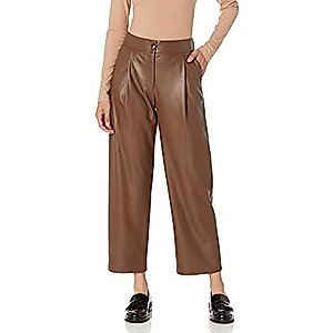 The Drop Women's Theor Vegan Leather Trouser, Coffee Bean, M