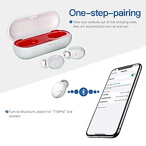 Bluetooth 5.0 Wireless Earbuds Super Portable True Wireless Stereo Headphones in Ear Deep Bass Built in Mic IPX6 Waterproof with Charging Case (Only 50g) 40H Playtime for Workout Running (White)