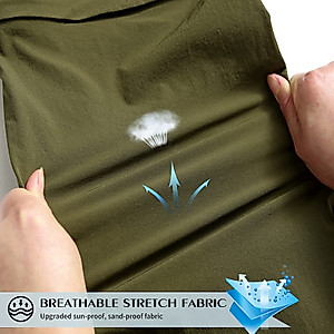 CAMOFOXIN Men's Hiking Pants Outdoor Convertible Quick Dry Fishing Pants & Shorts (Army Green, 34W X 30L)