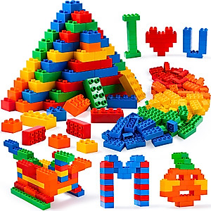 JOYIN 100 Pcs Building Blocks, Building Bricks, Toddler Classic Basic Big Duplicate Blocks, 50 Square and 50 Rectangle Toys Set for Ages 2 3 4 5 Year Old Boys Girls Christmas Birthday Gift