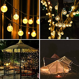 Solar String Lights Outdoor 66LED 40Ft Waterproof Fairy Lights with 8Modes,Solar Powered Crystal Globe Lights for Garden Fence Patio Home Party Christmas Decoration