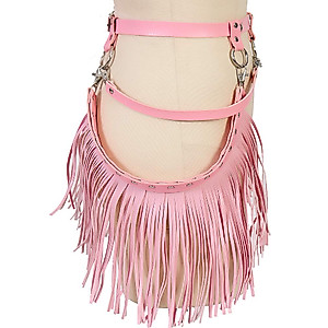 BYDHSS Woman Body Harness Adjustable Dance Clothing Accessories Leg Waist Tassel Gothic Punk Belt (Pink)