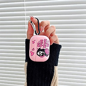 New Cartoon Screaming Ghost face Airpod pro Case 2nd Generation Case Cover for Funny Airpod pro 2 Skins Cool Horror Design Protective Cover（2023） (Pink Doctor)
