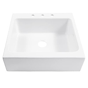 Sinkology SK452-26FC-3-AMZ Anna QuickFit Drop-in Farmhouse 25.85 in. 3-Hole Single Bowl Crisp White with Care IQ Kit Fireclay Kitchen Sink