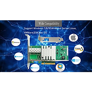 10Gb Network Card Single SFP+ Port PCIE x8 Ethernet Converged Server Adapter NIC Compatible Intel X520-DA1 82599EN Chip Support Windows 7/8/10/11/Visa,Server/Linux/VMware