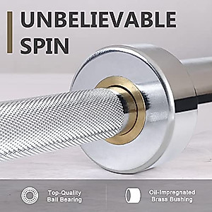 LIONSCOOL 7ft Olympic Barbell (Silver Chrome, 500LBS, Center Knurl)