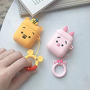 TEMTOOE Silicone Case Cute Cover Compatible for Apple Airpods 1,2[Cartoon Series](Winnie/Piglet)