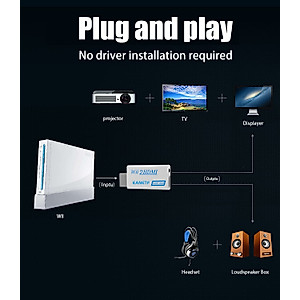 Eanetf Wii to HDMI Converter, Wii to HDMI 1080P with 5ft High Speed HDMI Cable Wii2 HDMI Adapter Output Video&Audio with 3.5mm Jack Audio, Support All Wii Display 720P, NTS