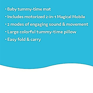 Baby Tummy Time Mat by Yookidoo. Newborn Musical Playmat & Outdoor Gym. Pillow, Teething Toys and Portable Fold-Up Case. 0- 12 months.