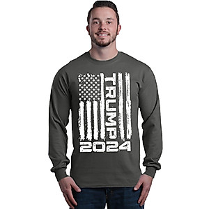 shop4ever Trump Flag 2024 Long Sleeve Shirt Large Charcoal
