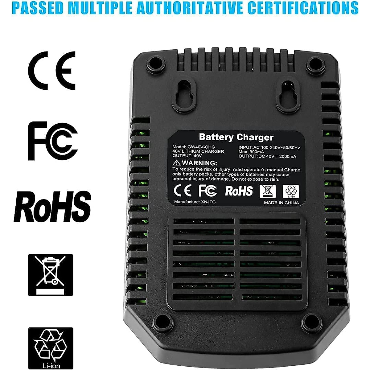 Powilling Replacement Charger Compatible with Greenworks 40V Battery Charger Lithium Ion 29482 29462 29472 2901319 2938302 BAF702 L-300 BAF704 BAF705 Compatible with 40V G-MAX Power Tools