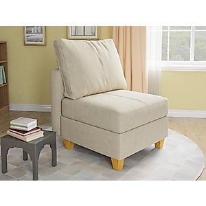EASE MOOSE Modular Sectional Sofa Middle Seat Module, Linen Fabric Armless Middle Module for Modular Sofa Sectional Couch with Storage Beige