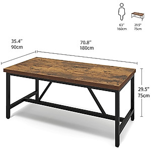 YITAHOME 70.8" Large Kitchen Dining Room Table for 6-8 People, Rustic Brown Farmhouse Industrial Wood Style Rectangle Apartment Dinning Room Dinette Tables for Eating Dinner