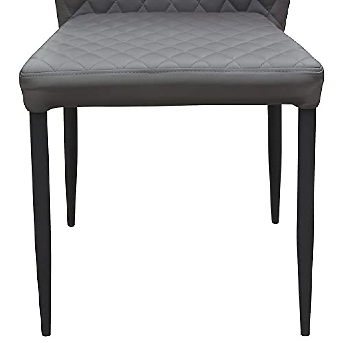 Nova Lifestyle Milo 4-Pack Dining Chairs in Grey Diamond Tufted Leatherette with Black Powder Coat Legs