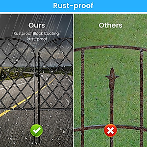 Getlay Decorative Garden Fence 24 Pack,24Ft (L) X 24in (H) Black Mesh Rustproof Metal Fence, Animal Barrier Fence for Small Dog, Border Folding Patio Fence, Outdoor Flower Bed Landscape Decor