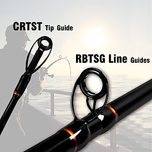 Portable Saltwater Offshore Heavy 3-Piece Travel Graphite Baitcasting Fishing Poles Casting Boat Jigging Trolling Conventional Rods with Rod Case Bag (6'/7'/8') (7' Heavy)