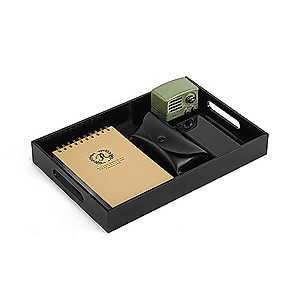 BEYLANG Glossy Black Sturdy Acrylic Serving Tray with Handles-12x20Inch-Serving Coffee,Appetizer,Breakfast,Butler-Kitchen Countertop Tray-Makeup Drawer Organizer-Vanity Table,Ottoman Tray-Decorative