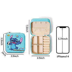 Mrdyuj Travel Jewelry Box, Cute Mini Travel Jewelry Case, Portable Jewellery Storage Holder for Earrings Necklace Rings (Blue)