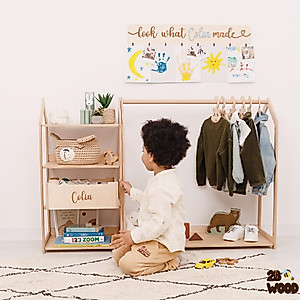 Personalized Small Clothes Rack for Hanging Clothes - Kids Dresser Dress Up Rack For Little Girls Clothing Rack for Kids Boys Toddler - Montessori Shelf Wardrobe Closet For Baby Clothes Kids Furniture