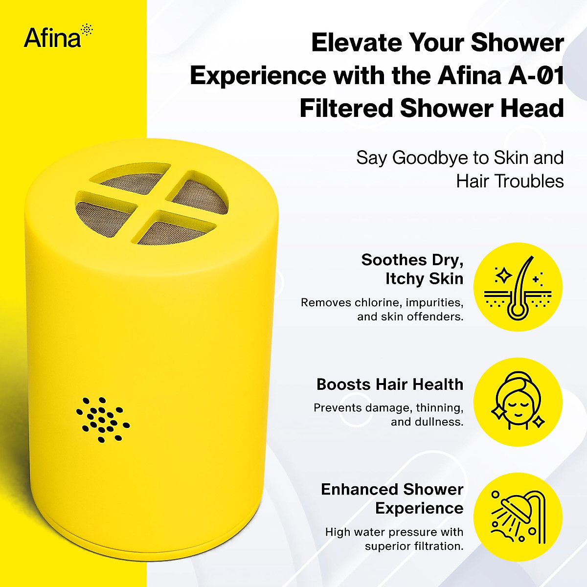 Afina A-01 Replacement Filter for Afina Filtered Showerhead - High Pressure Shower - Reduces Dry Itchy Skin, Dandruff, Eczema, and Dramatically Improves The Condition of Your Skin and Hair