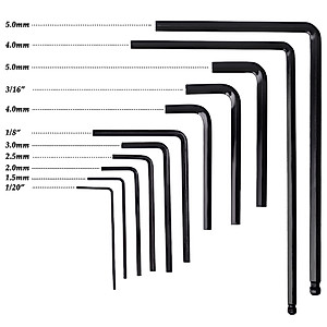 Frautron 11pcs Guitar Allen Wrench Set, Includes 1.5mm, 2mm, 2.5mm, 3mm, 4mm, 5mm, 1/20in, 1/8in, 3/16in, for Most Guitar & Bass Neck Truss Rod Bridge Nut Locking Screw Adjustment