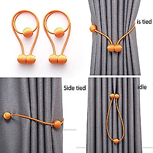 4 Piece，Curtain Straps，Magnetic Curtain Tiebacks Holdbacks, Modern Curtain Tieback Clips, Curtain Rope Holder Tie Backs, Decorative Hold Backs for Home Office Decoration-Orange||Length: 66cm