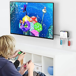 SOKUSIN Wall Mount for Nintendo Switch/OLED - Wall Mount Kit Shelf Stand for Safely Store Your Console, Dock, Games, Controller Near/Behind TV (White)